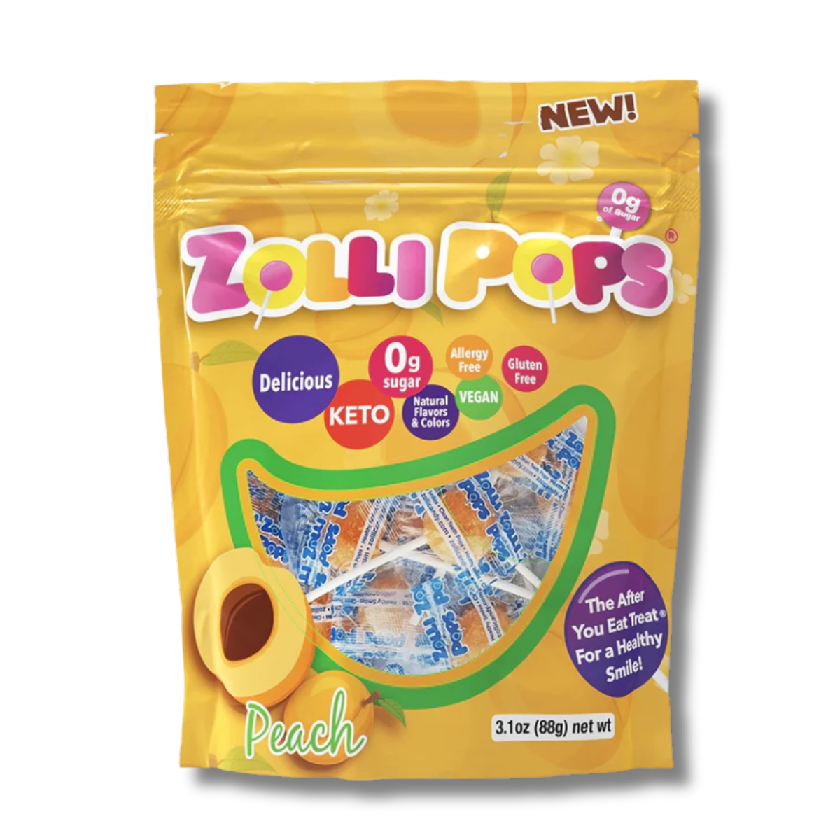 Zollipops® Peach (~13) Sugar Free Lollipops – Daz & Andy’s Healthy Lollies